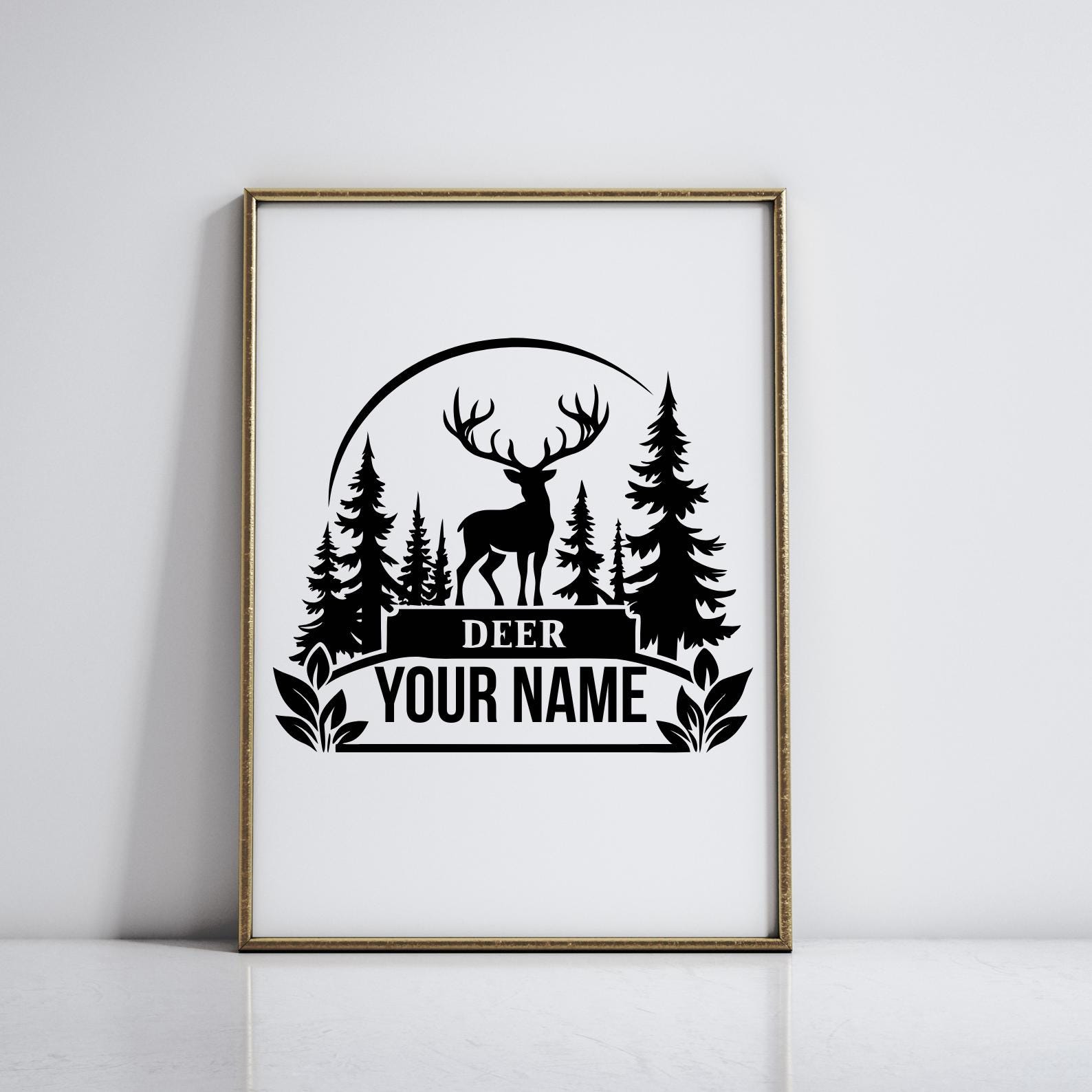 Deer Hunting Name Frame Svg Bundle, Hunter Monogram Sign Svg, Deer and ...