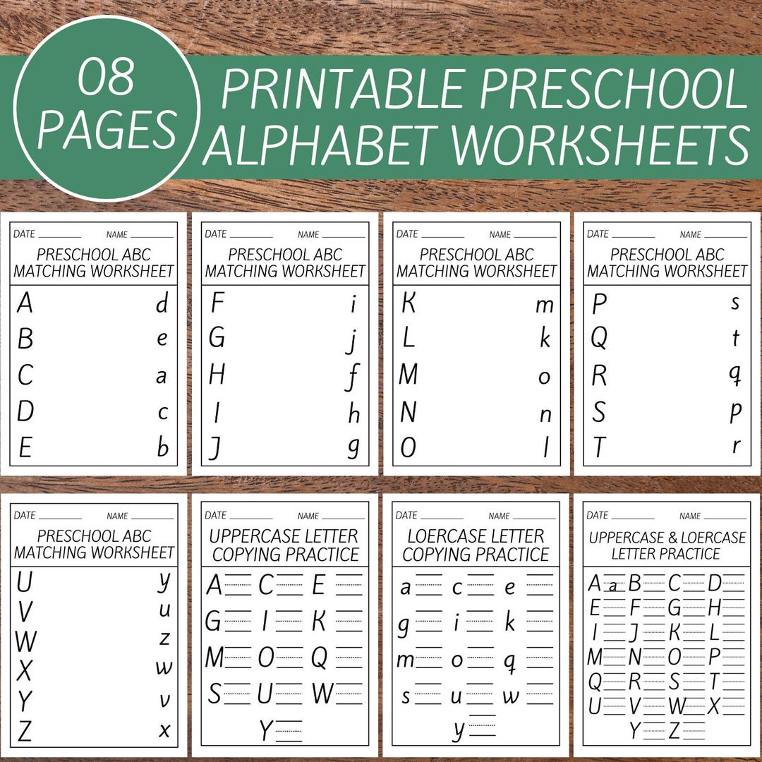 Preschool Alphabet Worksheet, ABC Matching Letter Tracing Printable ...