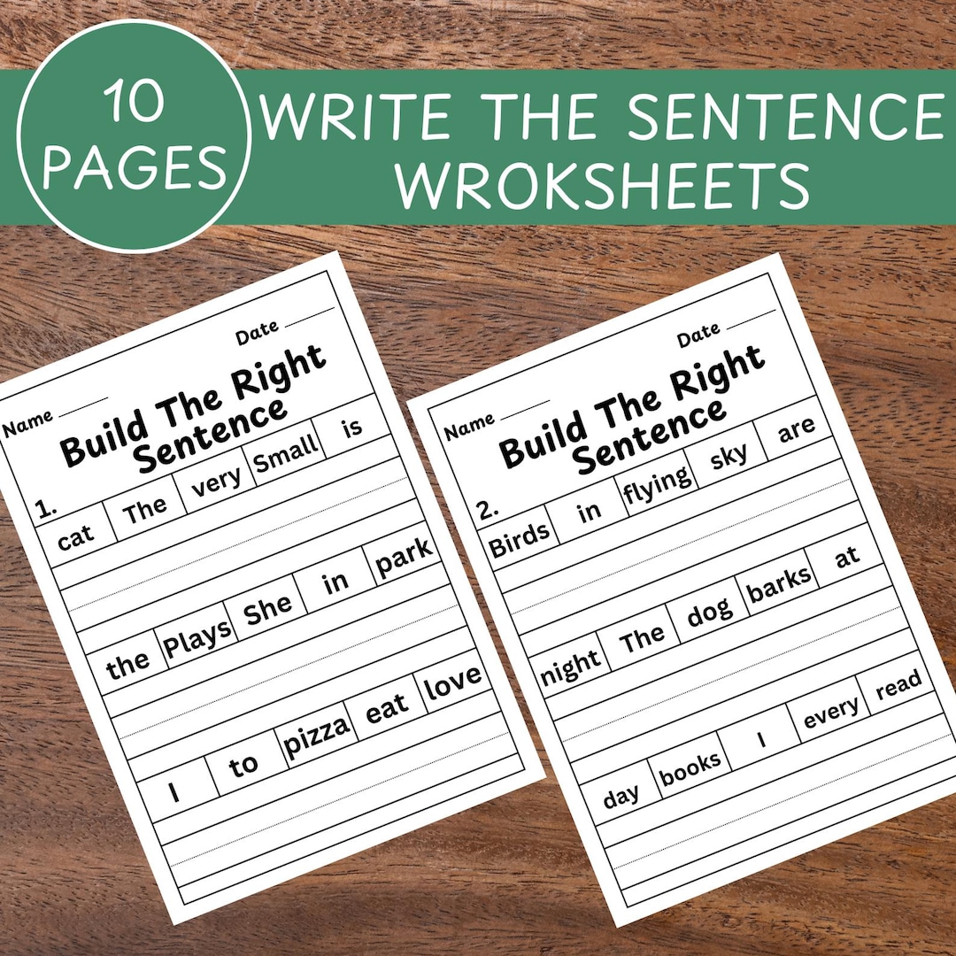 Sentence Building Worksheets, English Practice, Sentence Writing ...