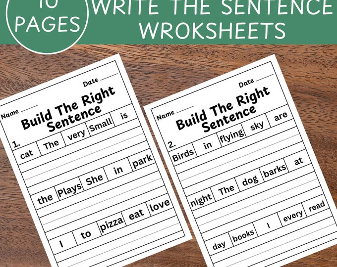 Correct the Sentences Worksheets, 10 Page Printable, for 1st and 2nd ...