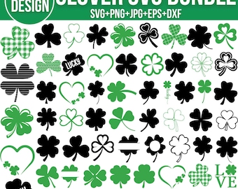 Clover Svg Bundle, Clover PNG Bundle, Shamrock Cricut Design, Clover ...