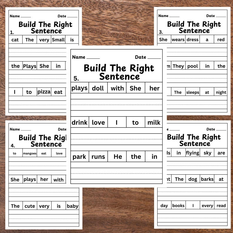 Sentence Building Worksheets, English Practice, Sentence Writing ...