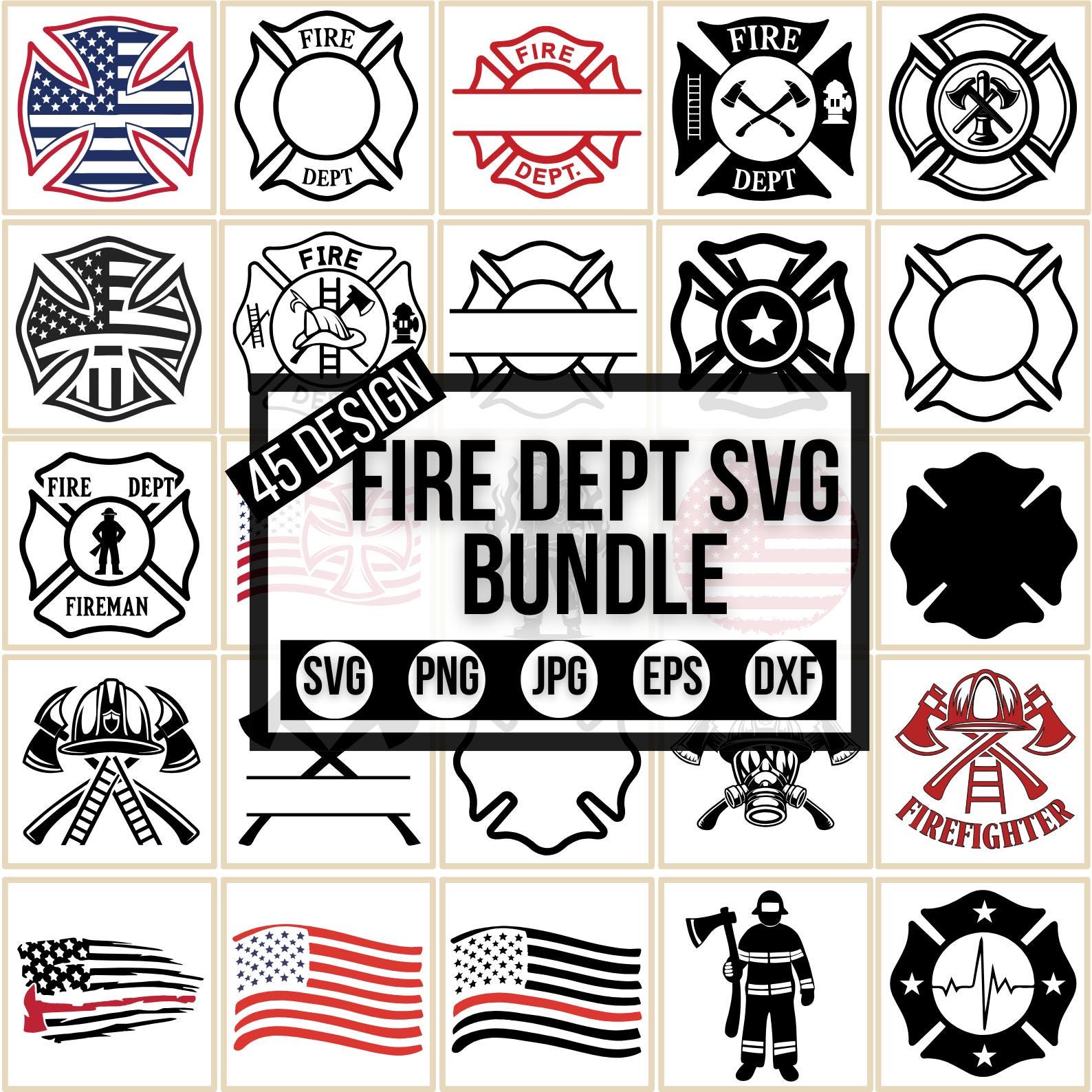 Fire Dept Svg Bundle, Firefighter Svg, Fire Department Svg, Fireman Axe ...