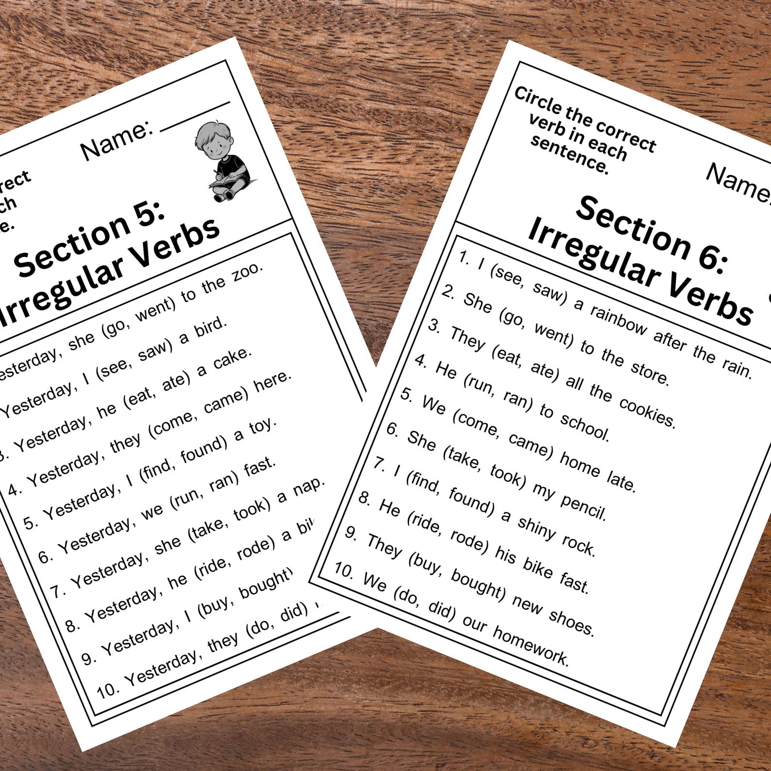 Printable Verb Worksheets, Choose the Correct Verb, Singular Plural ...