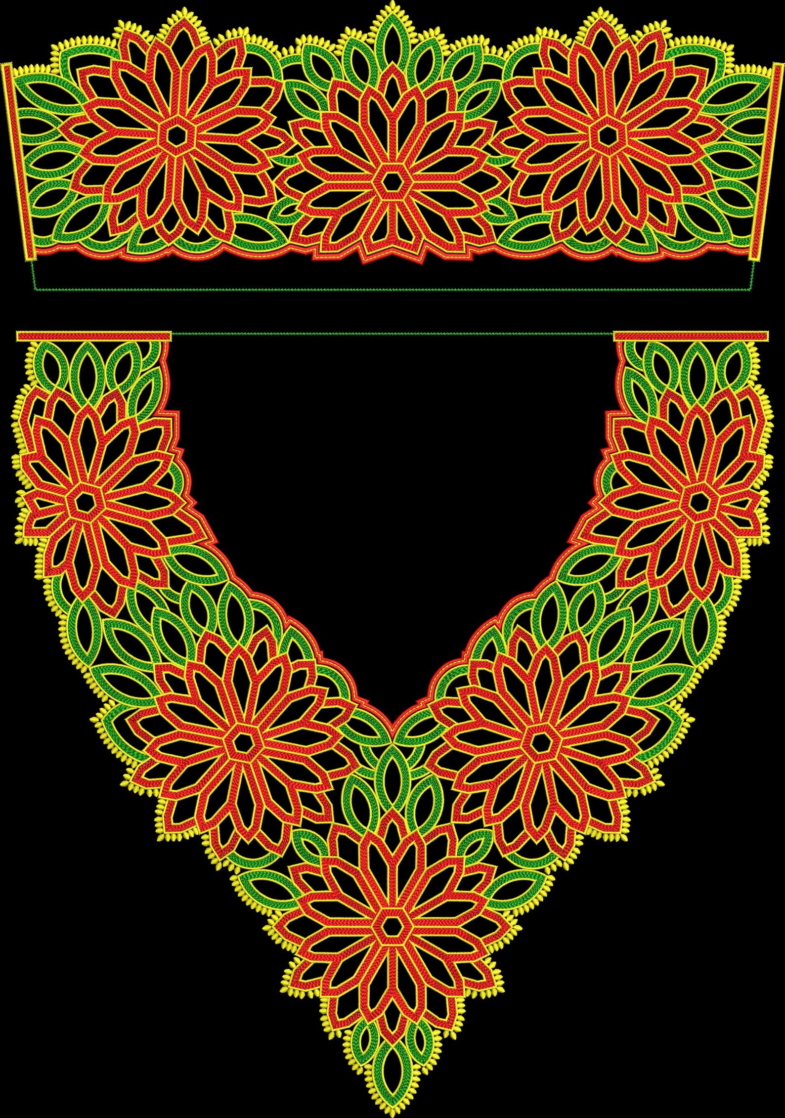 Arabic Kaftan Embroidery Machine Design: Floral Neckline (EMB File) - Etsy