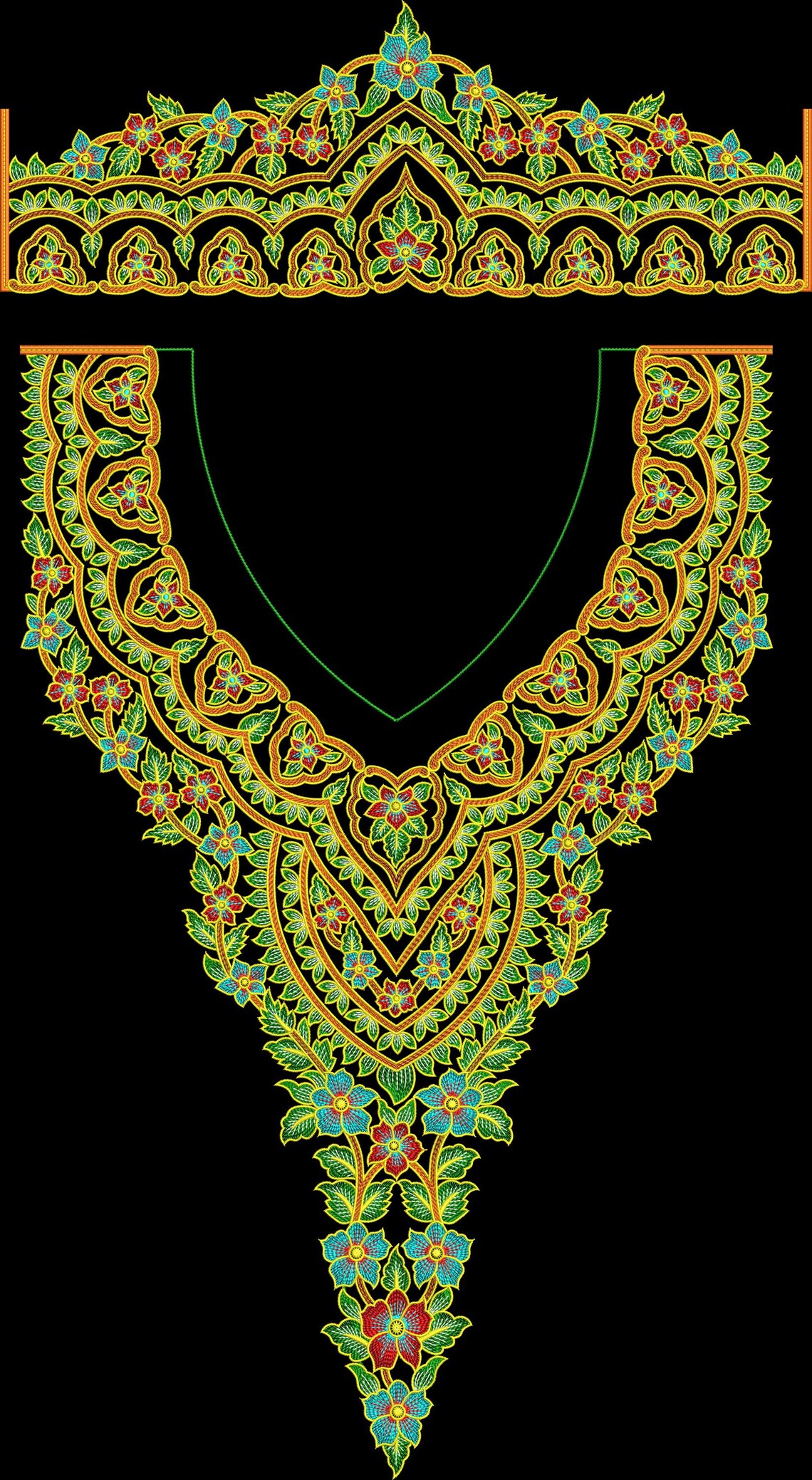 Arabic Kaftan Embroidery Machine Design: Floral Neckline (EMB File) - Etsy