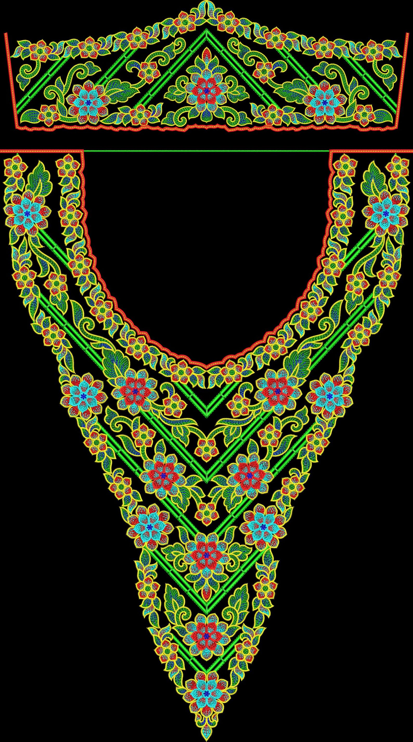 Arabic Kaftan Embroidery Machine Design: Floral Neckline (EMB File) - Etsy