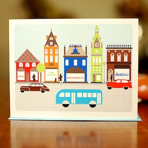 Happy Mod French Village Blank Card on 100% Recycled Paper - Etsy
