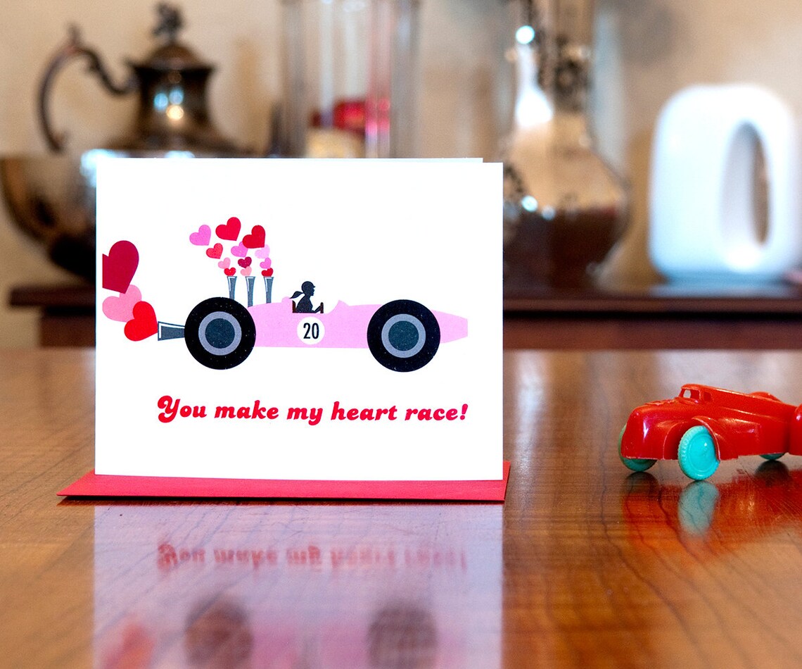 Retro Race Car Driver I Love You Card on 100% Recycled Paper - Etsy