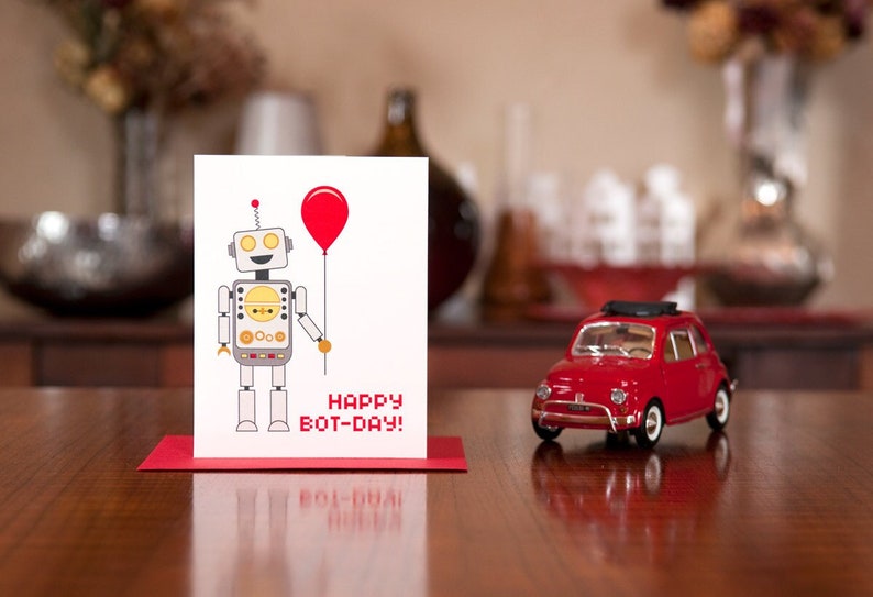 Happy Bot-day - Robot Birthday Card on 100% Recycled Paper - Etsy