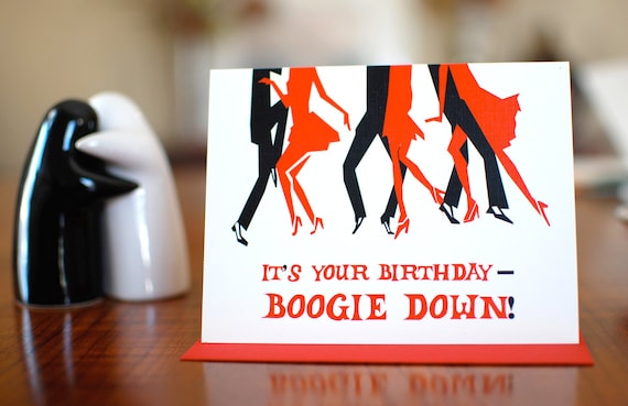 Boogie Down Birthday Card With Dancing Silhouettes on 100% - Etsy