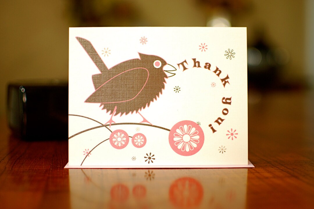 Bird of Thanks Thank You Card on 100% Recycled Paper - Etsy