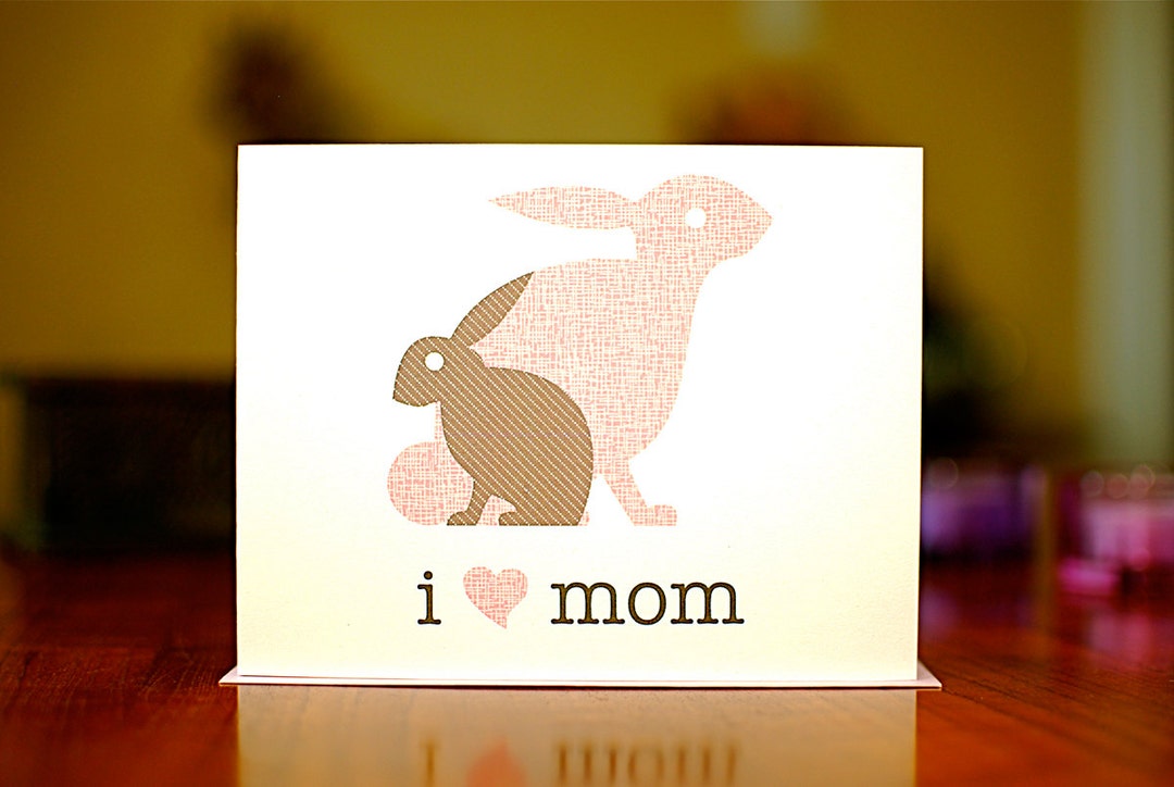 Mama Bunny Card – I Heart Mom - Mother's Day, New Baby (recycled Paper ...