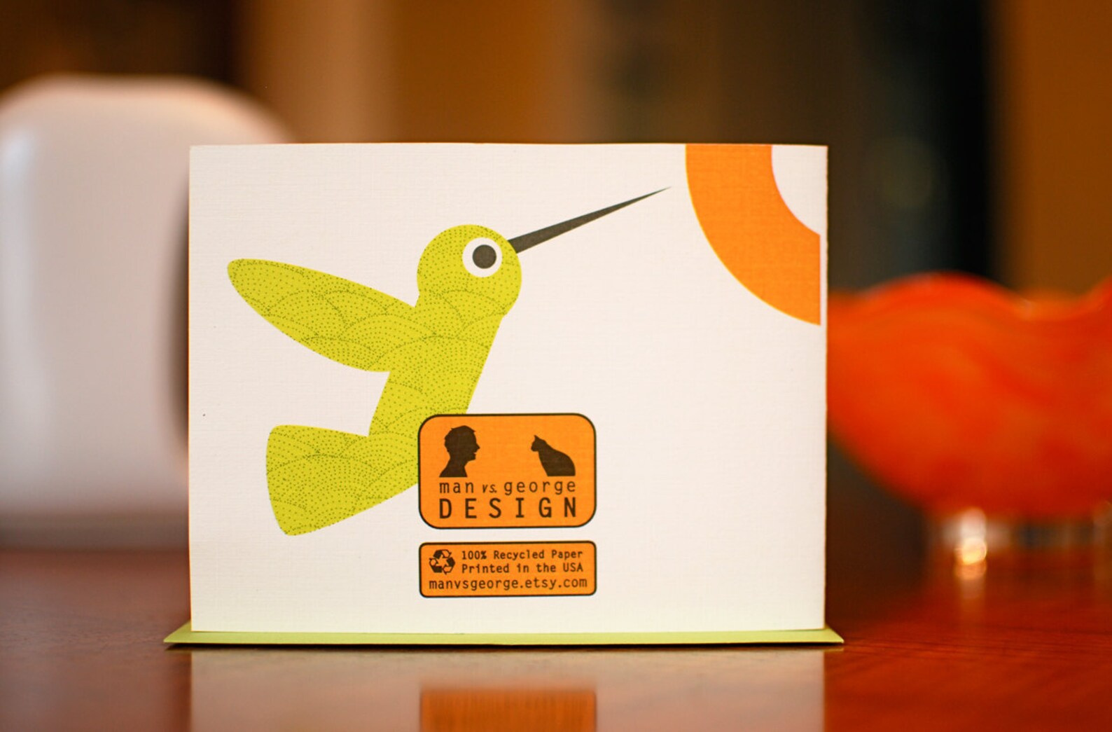 Mod Hummingbird With Orange Flower - Thinking of You Card - Etsy