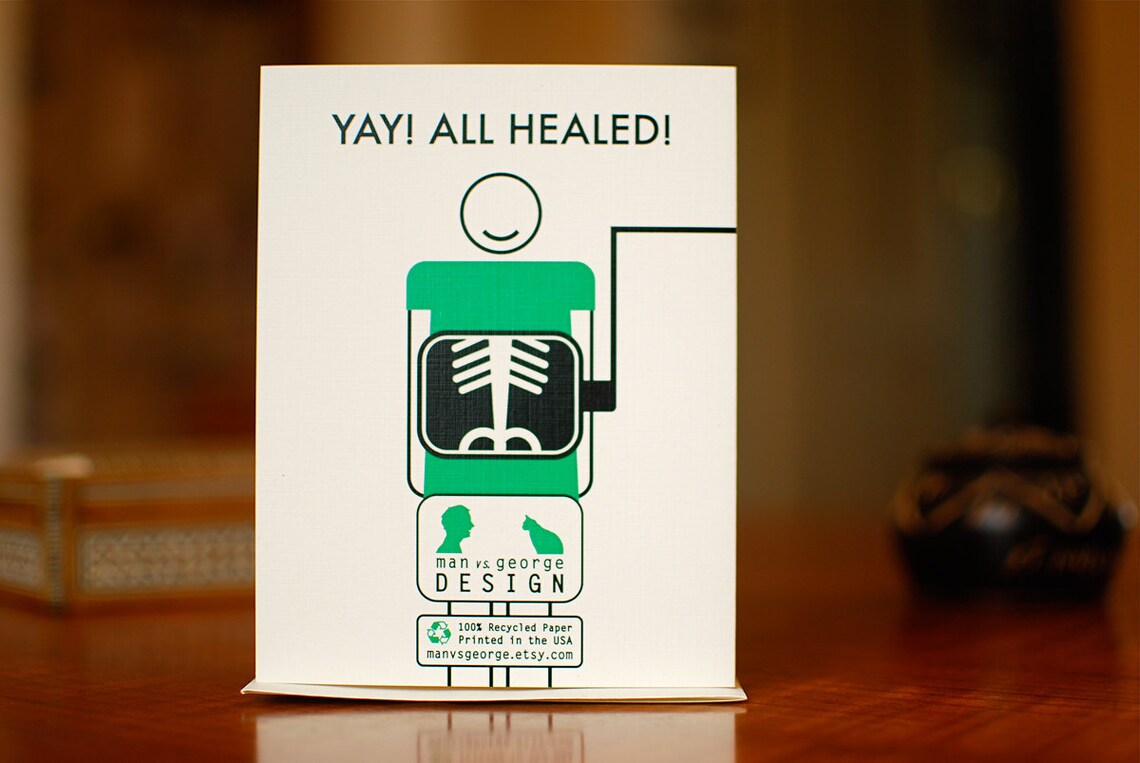 X-ray Vision - Broken Bones Get Well Card on 100% Recycled Paper - Etsy