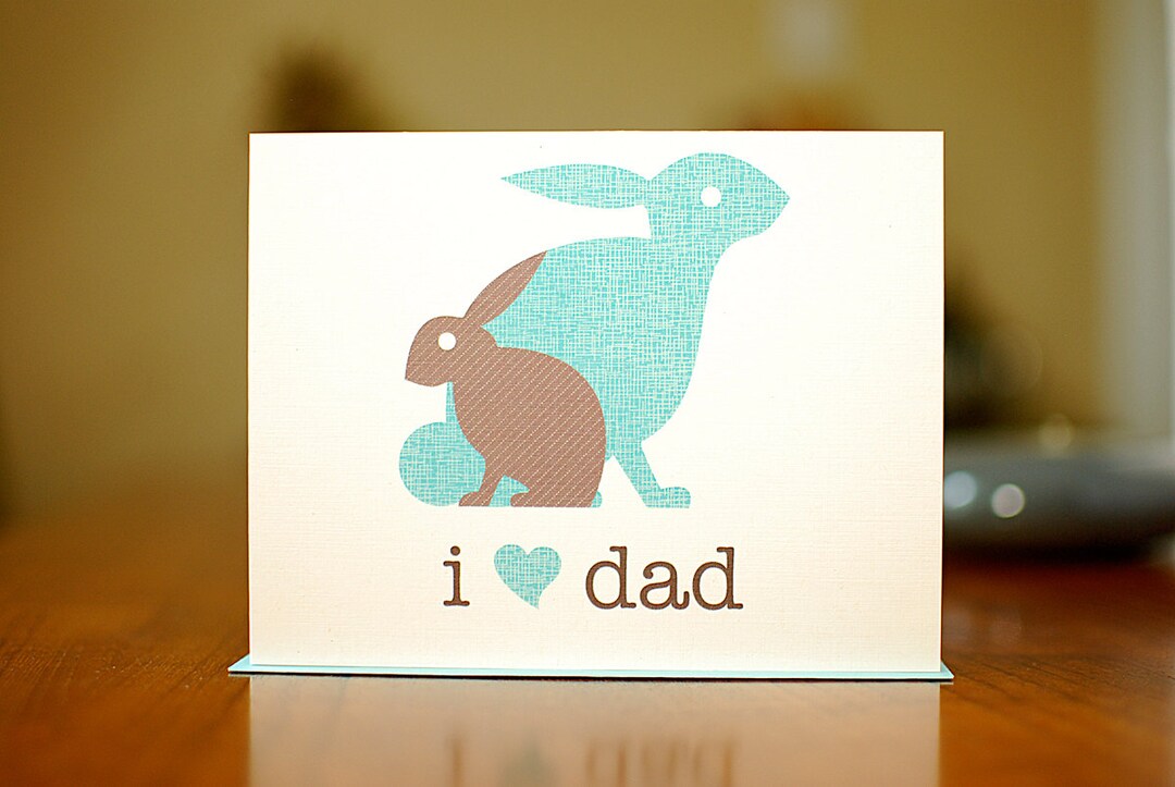 I Heart Dad - Baby & Papa Bunnies New Baby Card on 100% Recycled Paper ...