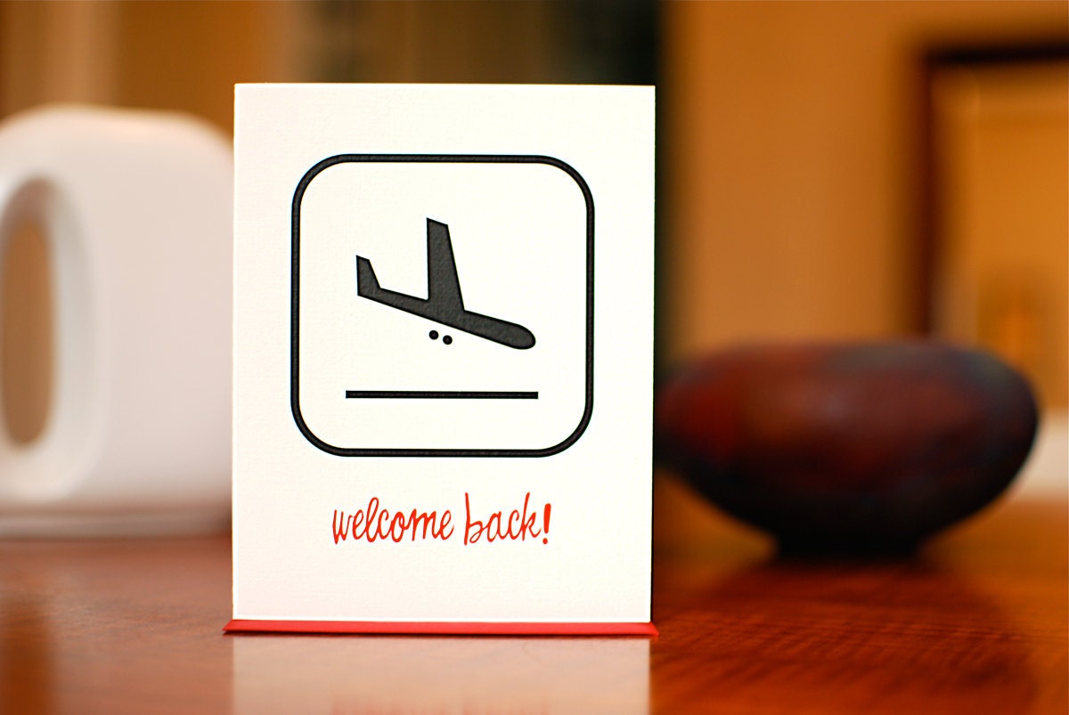 Welcome Back - Descending Airplane Pictograph Card on 100% Recycled ...