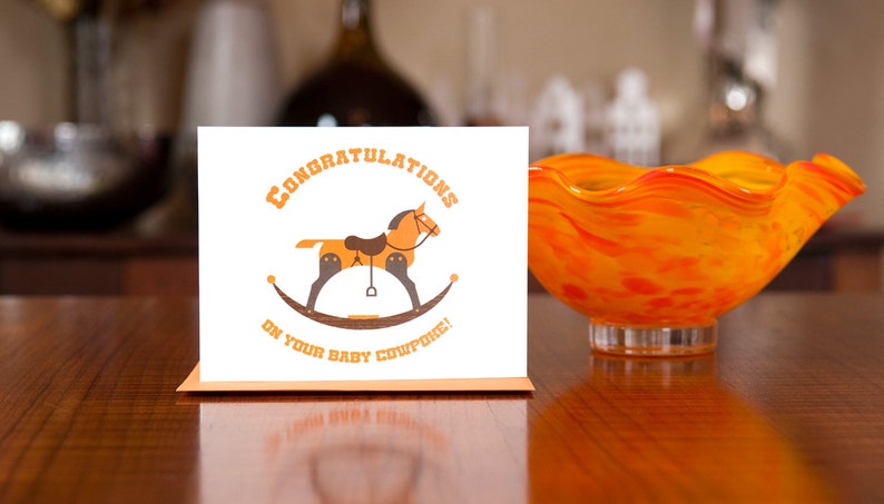 Ride Em Cowboy New Baby Card in Blue, Pink, or Orange - 100% Recycled ...
