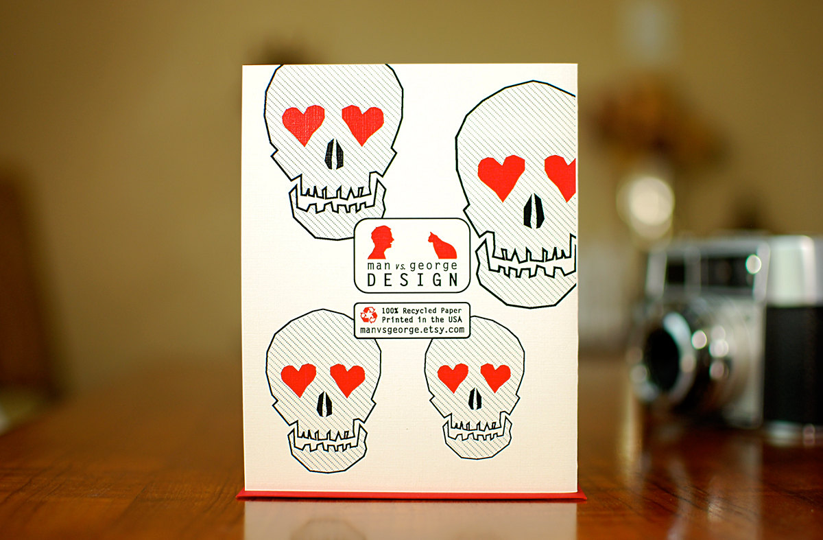 I Love You to Death Card With Skull & Hearts 100% Recycled Paper - Etsy