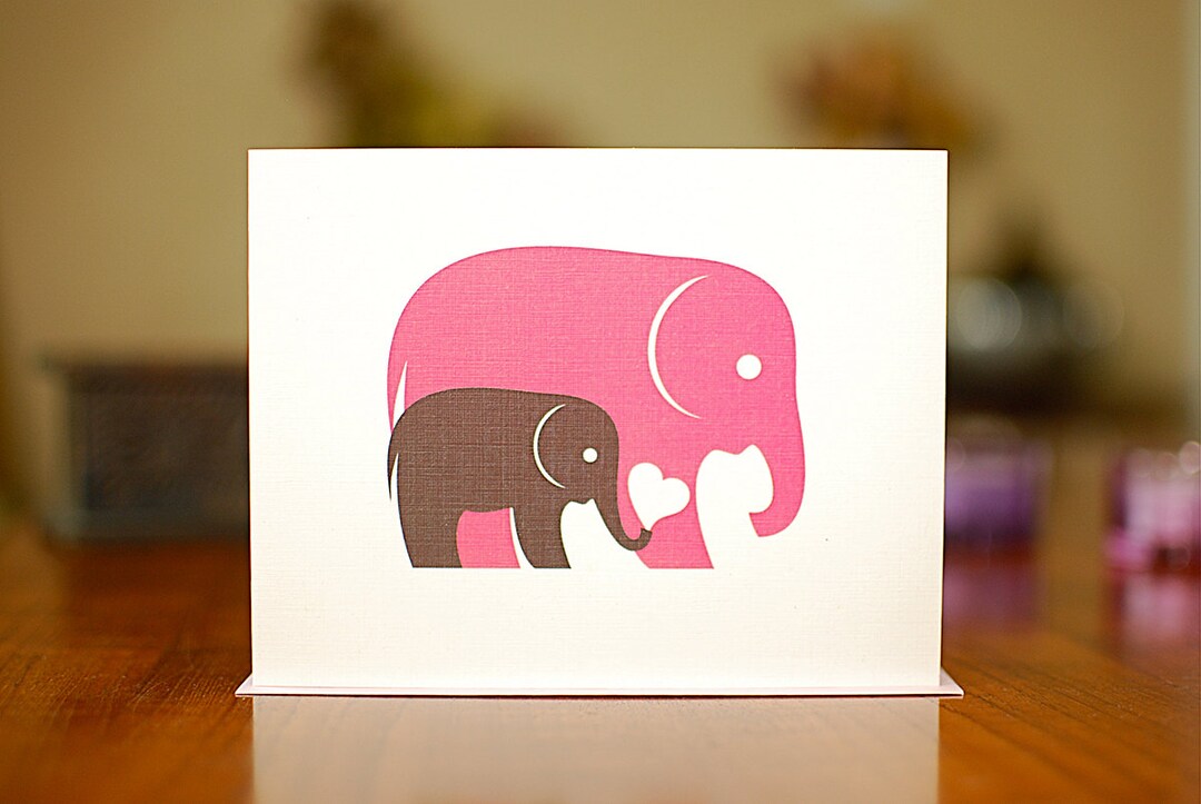 Baby & Mama (or Papa) Elephant New Baby Card on 100% Recycled Paper - Etsy