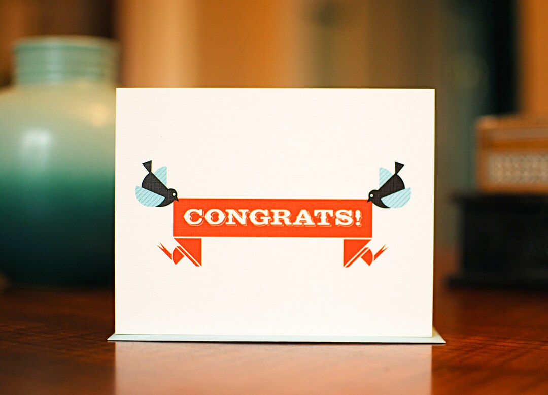 Chirp and Cheerful Birds With Banner Congratulations Card on - Etsy