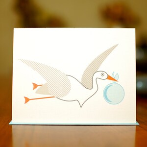 Speedy Stork New Baby Congratulations Card on 100% Recycled Paper - Etsy