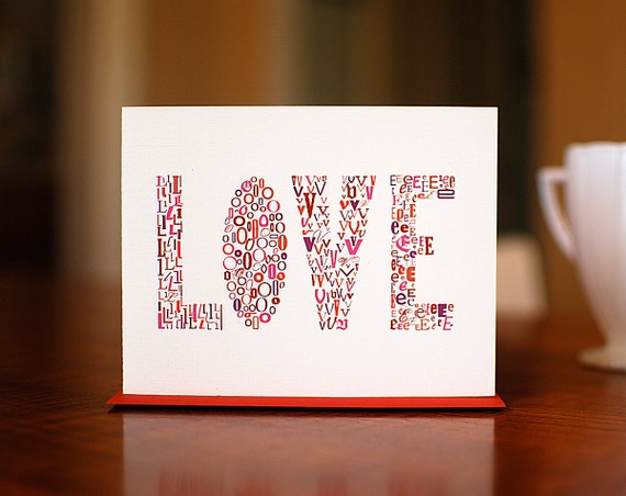 Love Letters Typography I Love You Card on 100% Recycled Paper | Etsy