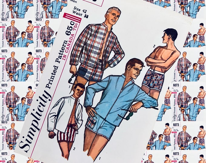 1960s Vintage Simplicity 6073 Men's Jacket and Shorts Sewing Pattern ...