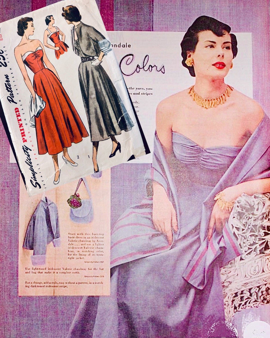 1940s Vintage Simplicity 2817 Bare Top Summer Sweetheart Neckline Gown ...