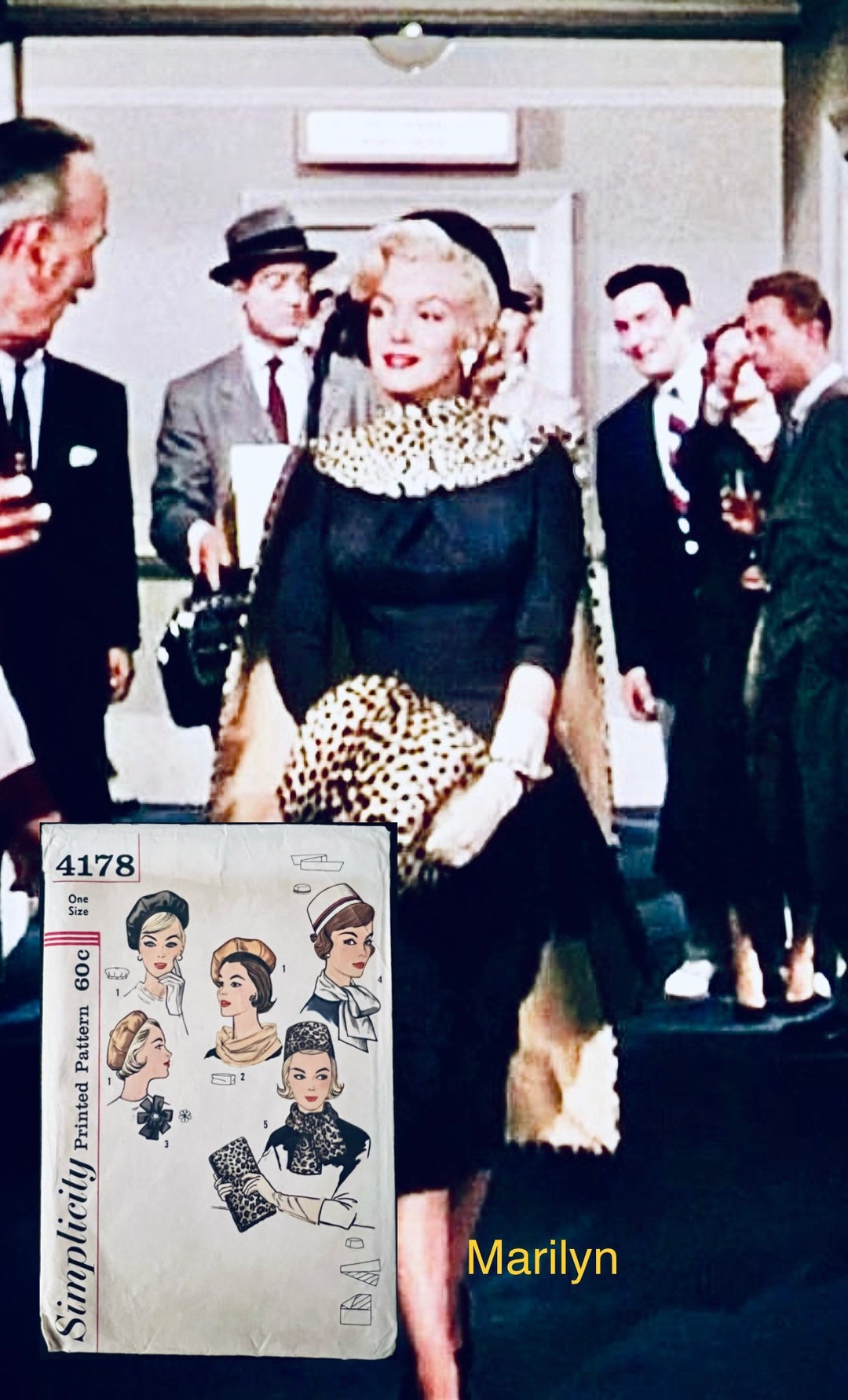 1950s Vintage Simplicity 4178 Pillbox Hat, Reversible Beret, Rosette ...