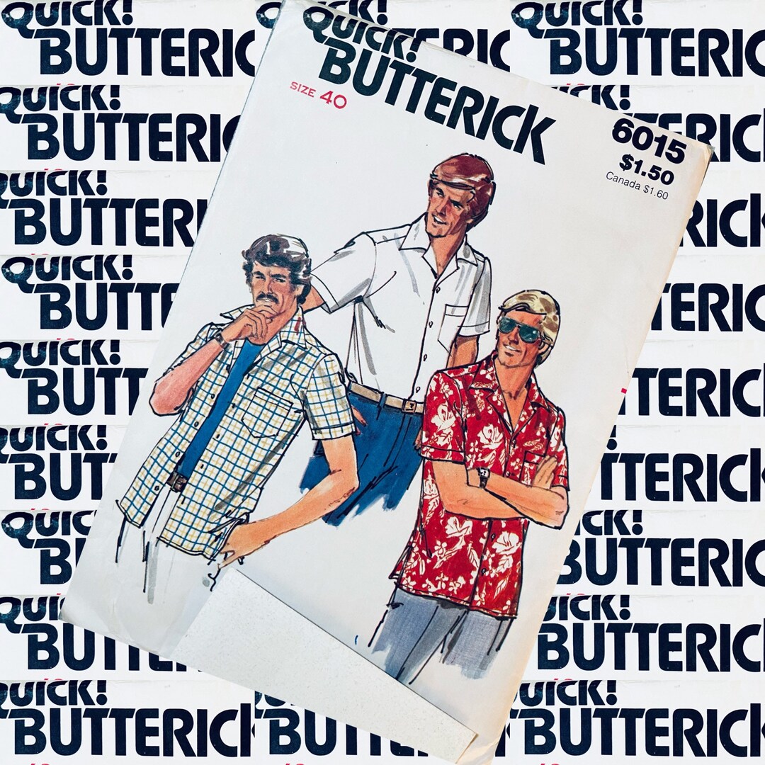 Butterick 6015 Men Easy Wear Button Front Shirt Short Sleeve - Etsy