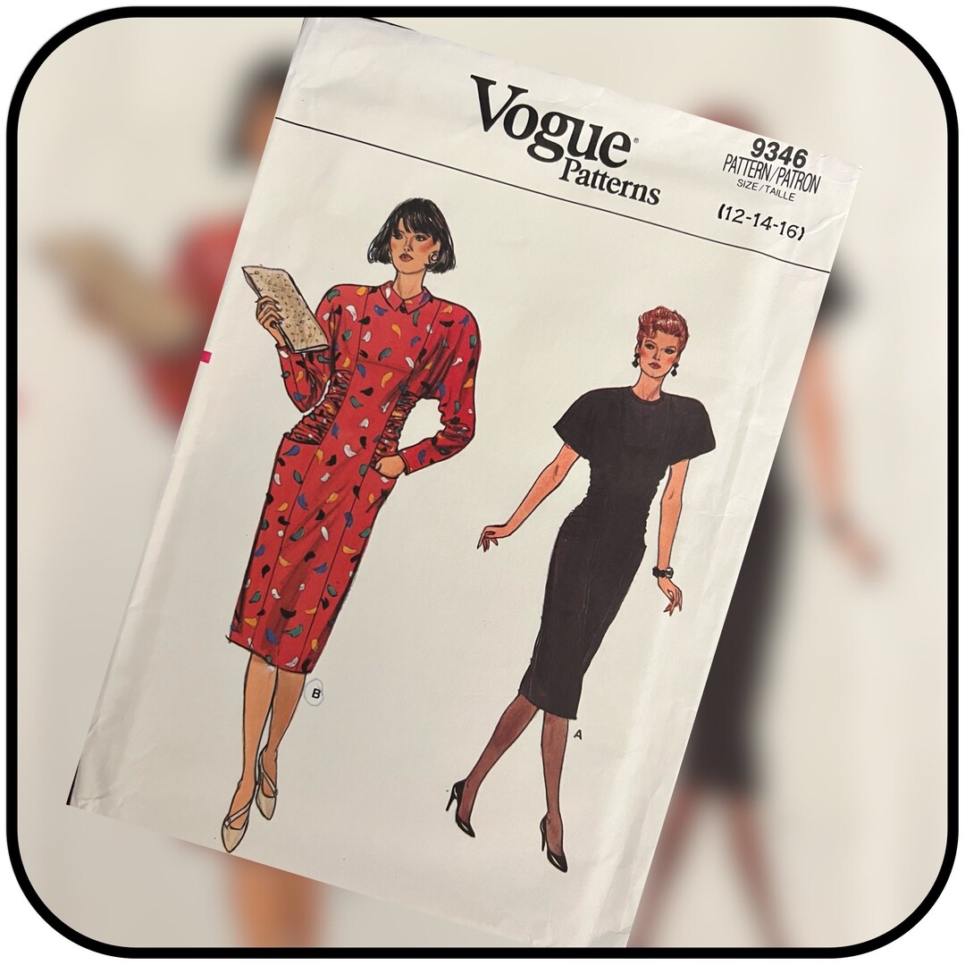 1980s Vintage VOGUE 9346 Classic Bias Dress Ruched Waist With Pockets ...