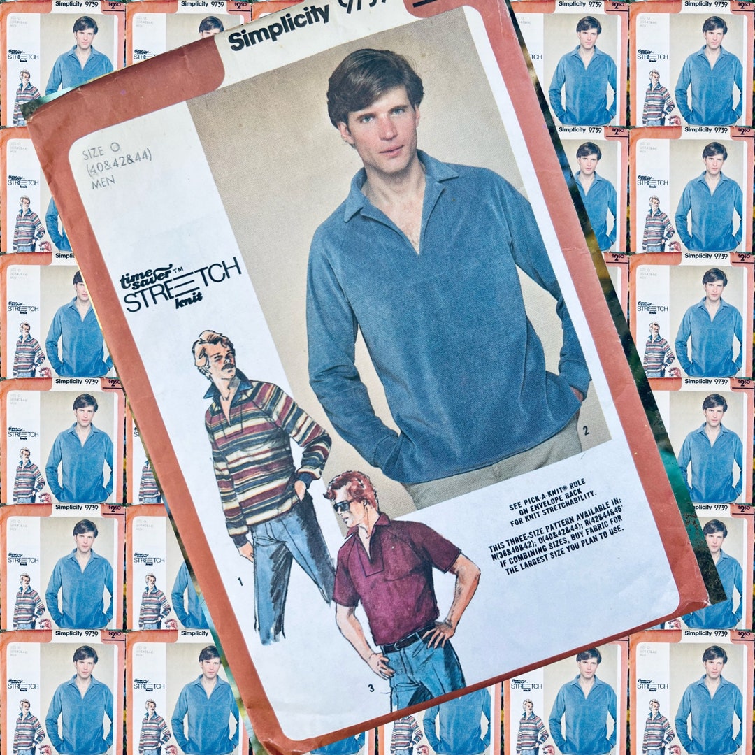 1980s Vintage Simplicity 9739 Men's Pullover Top Sewing Pattern CHEST ...