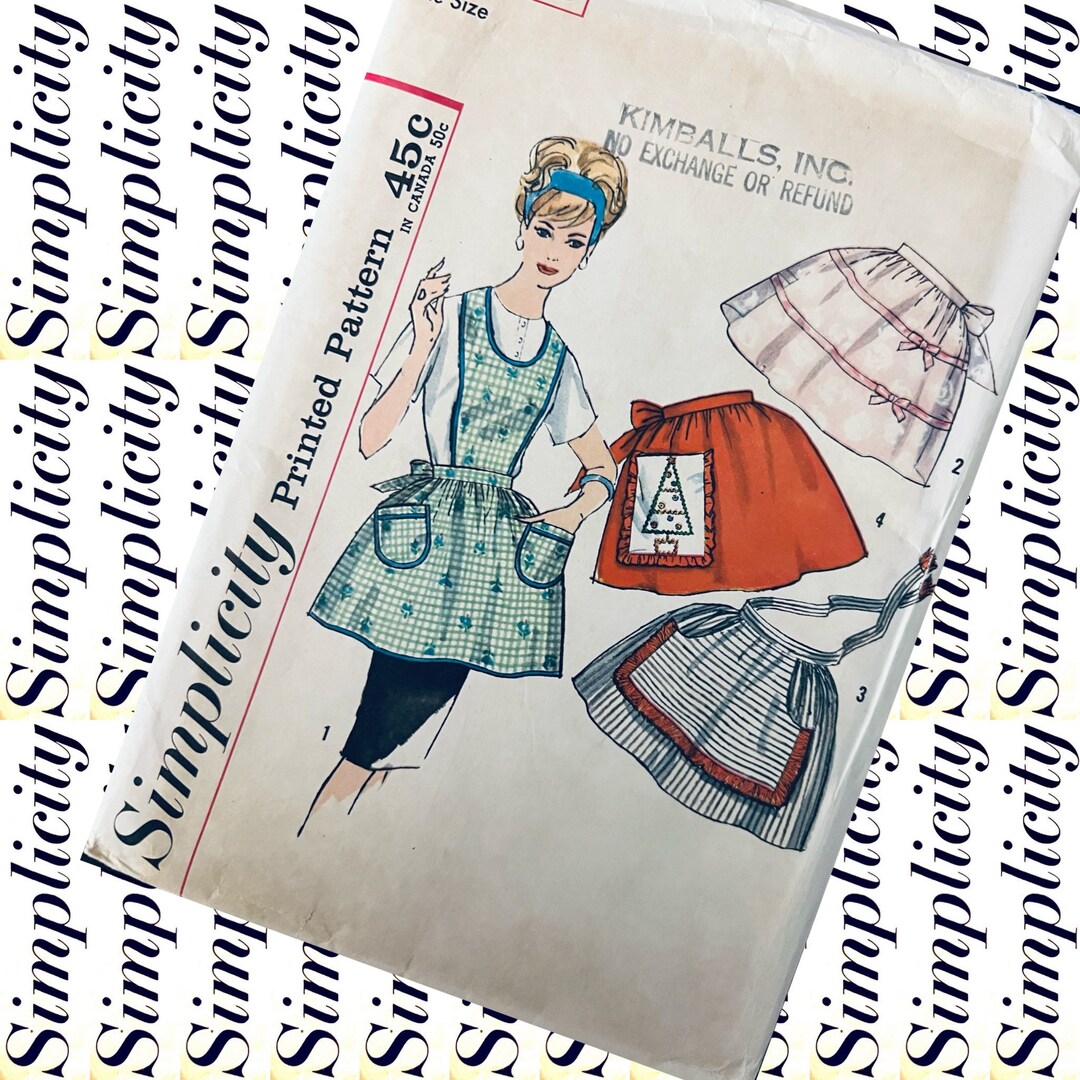 1960s Vintage Simplicity 4213 Set of One Yard Aprons Sewing Pattern - Etsy