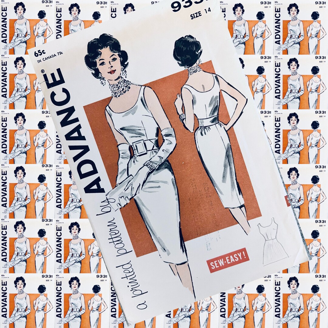 1960s Vintage ADVANCE 9331 Fitted Bodice, Scoop Neckline Sheath Skirt ...