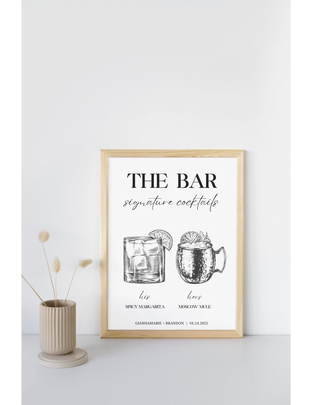 The Bar Menu, His & Hers Signature Drink Sign, Margarita and Moscow ...