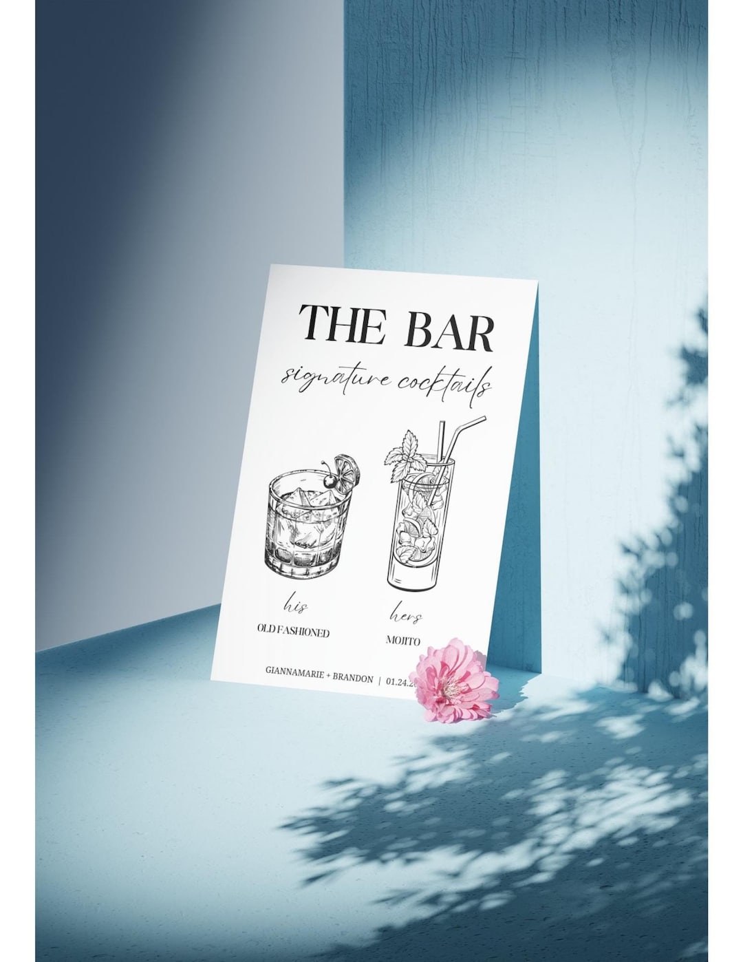 The Bar Menu, His & Hers Signature Drink Sign, Old Fashioned and Mojito ...
