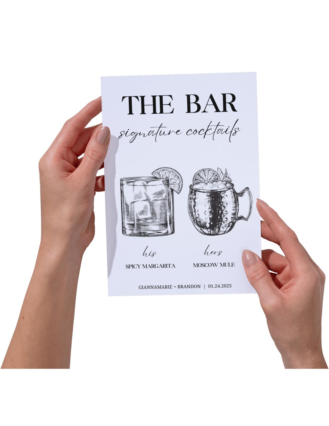 The Bar Menu, His & Hers Signature Drink Sign, Margarita and Moscow ...