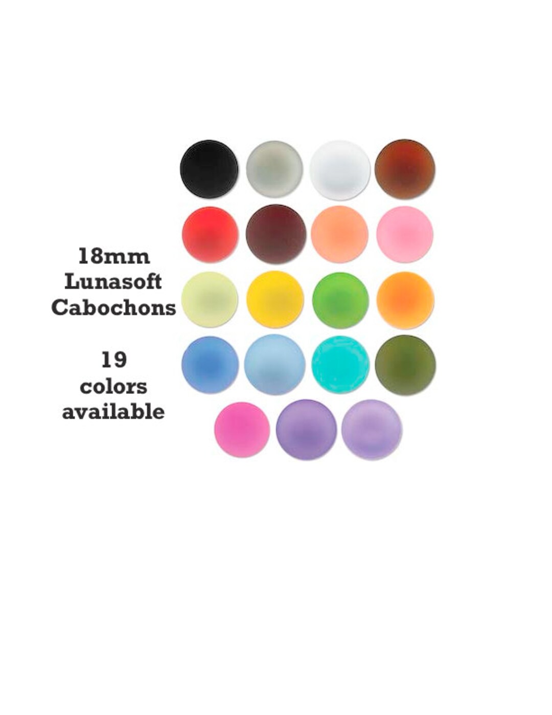 18mm Round Luna Soft Cabochons 19 Colors - Etsy