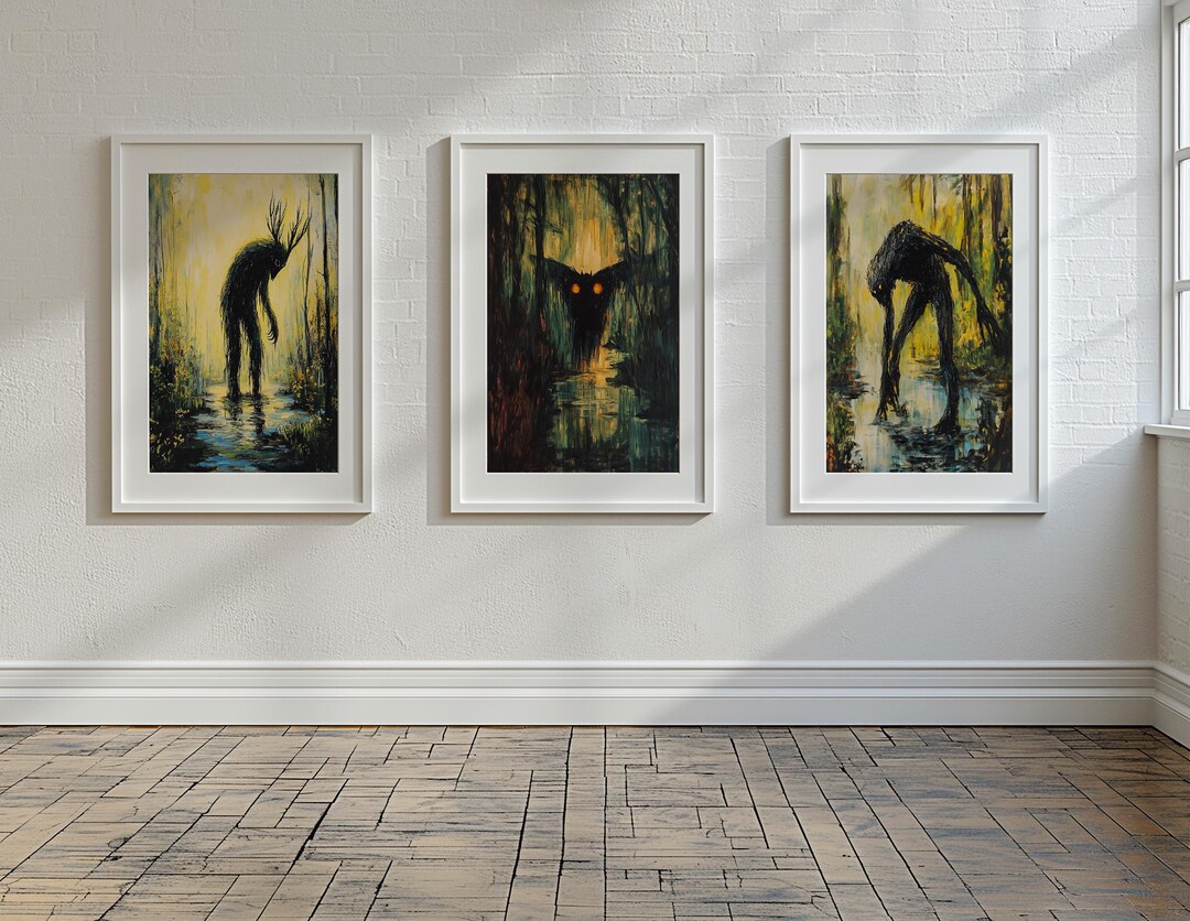 Set of 3 Cryptid Digital Art Downloads, Bundle of Printable Wall Art ...