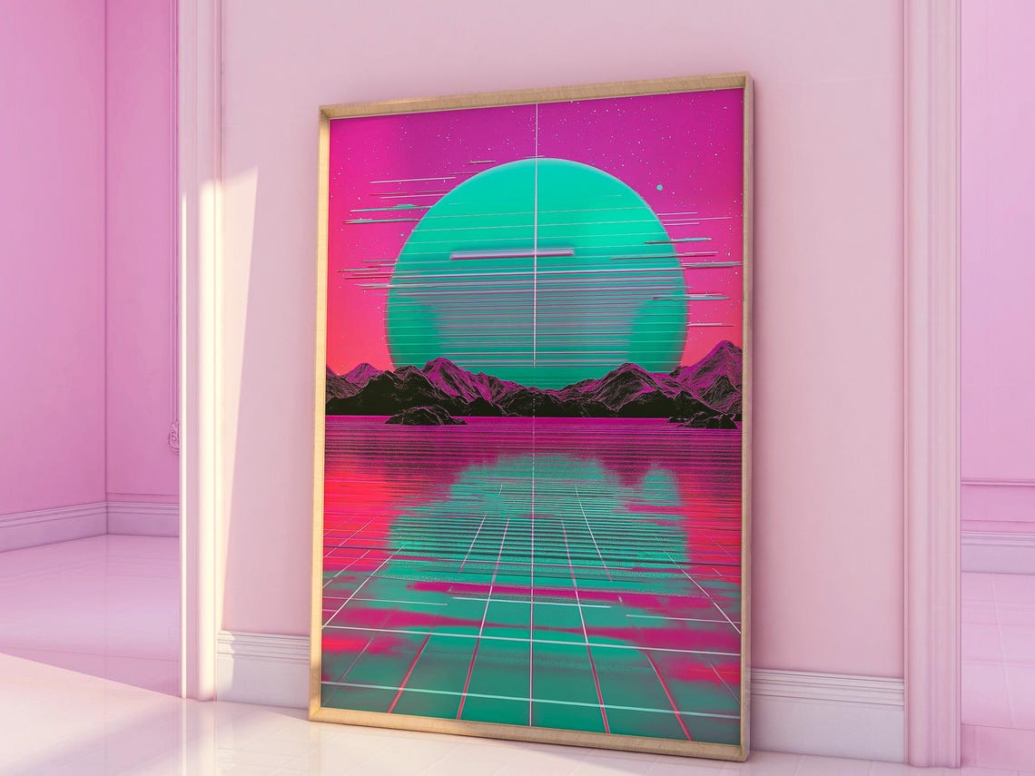 Vaporwave Moon Print: Retro-futuristic Liminal Space (digital Download ...