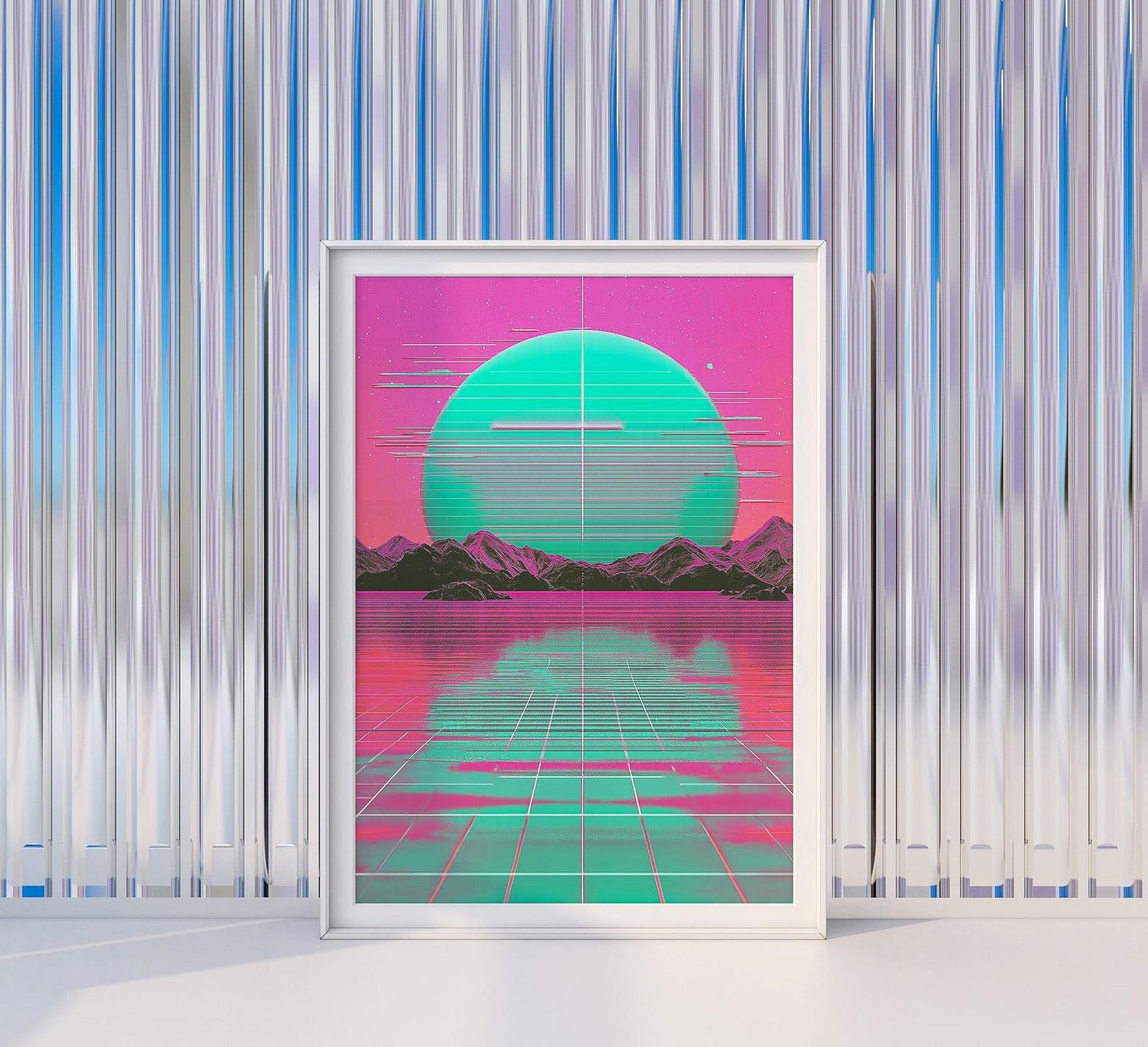 Vaporwave Moon Print: Retro-futuristic Liminal Space (digital Download ...