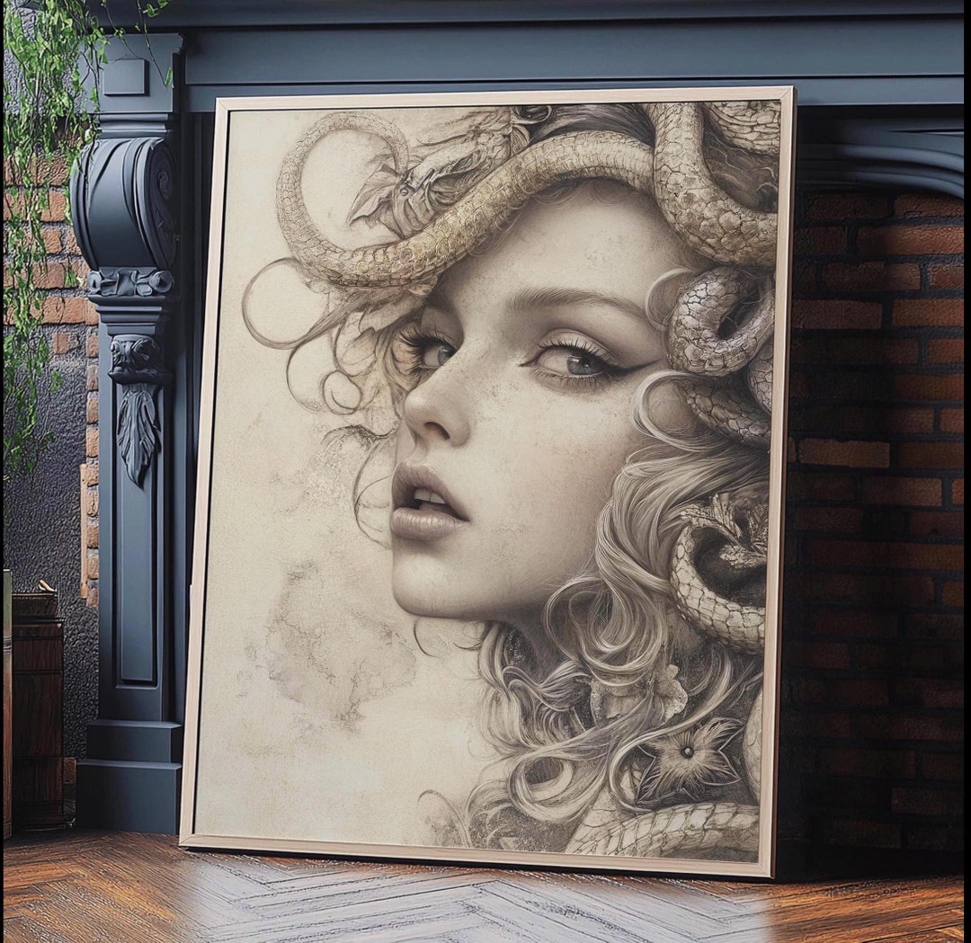 Medusa Digital Wall Art, Greek Mythology Gorgon Artwork, Medusa Art ...