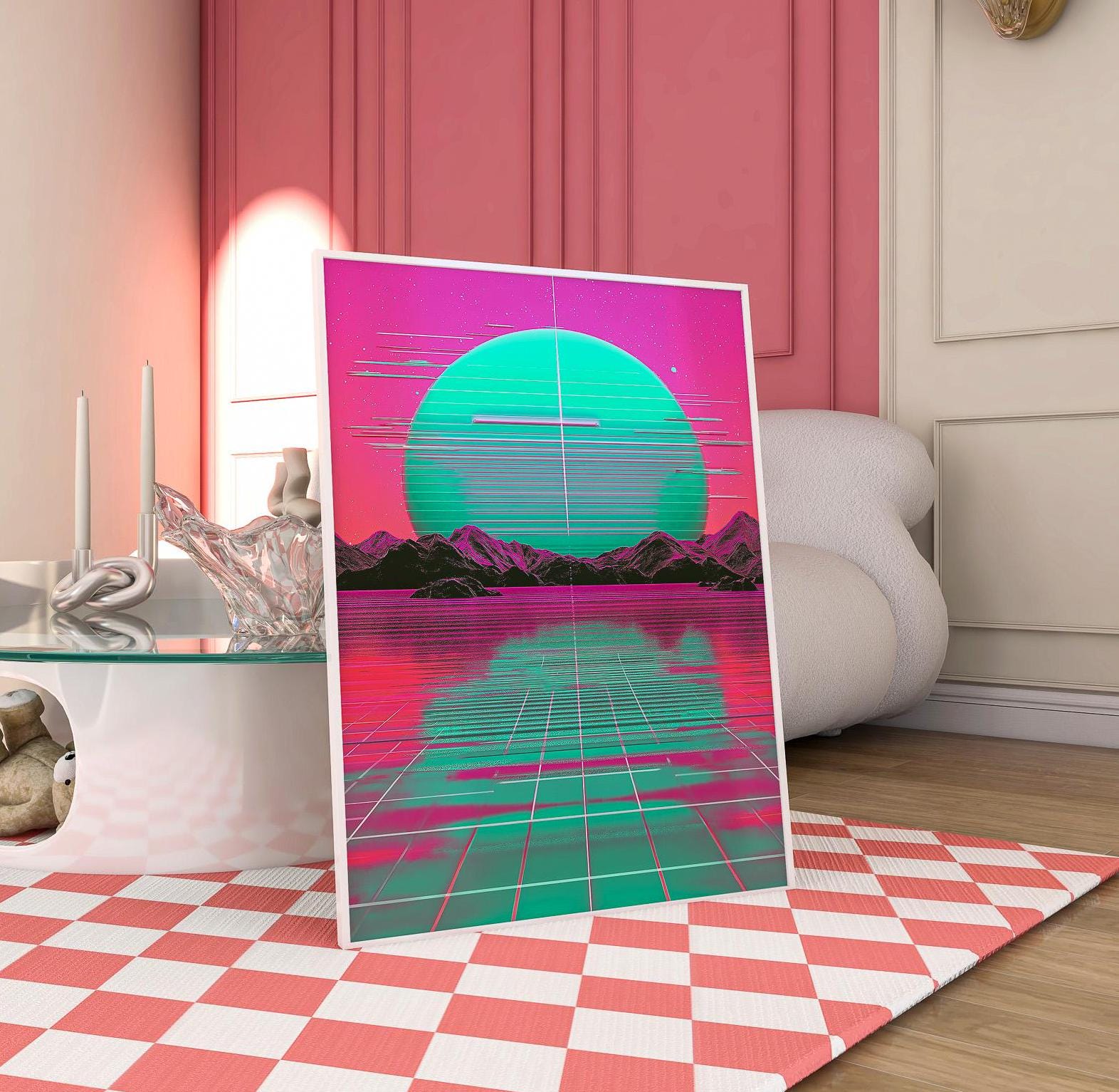 Vaporwave Moon Print: Retro-futuristic Liminal Space (digital Download ...