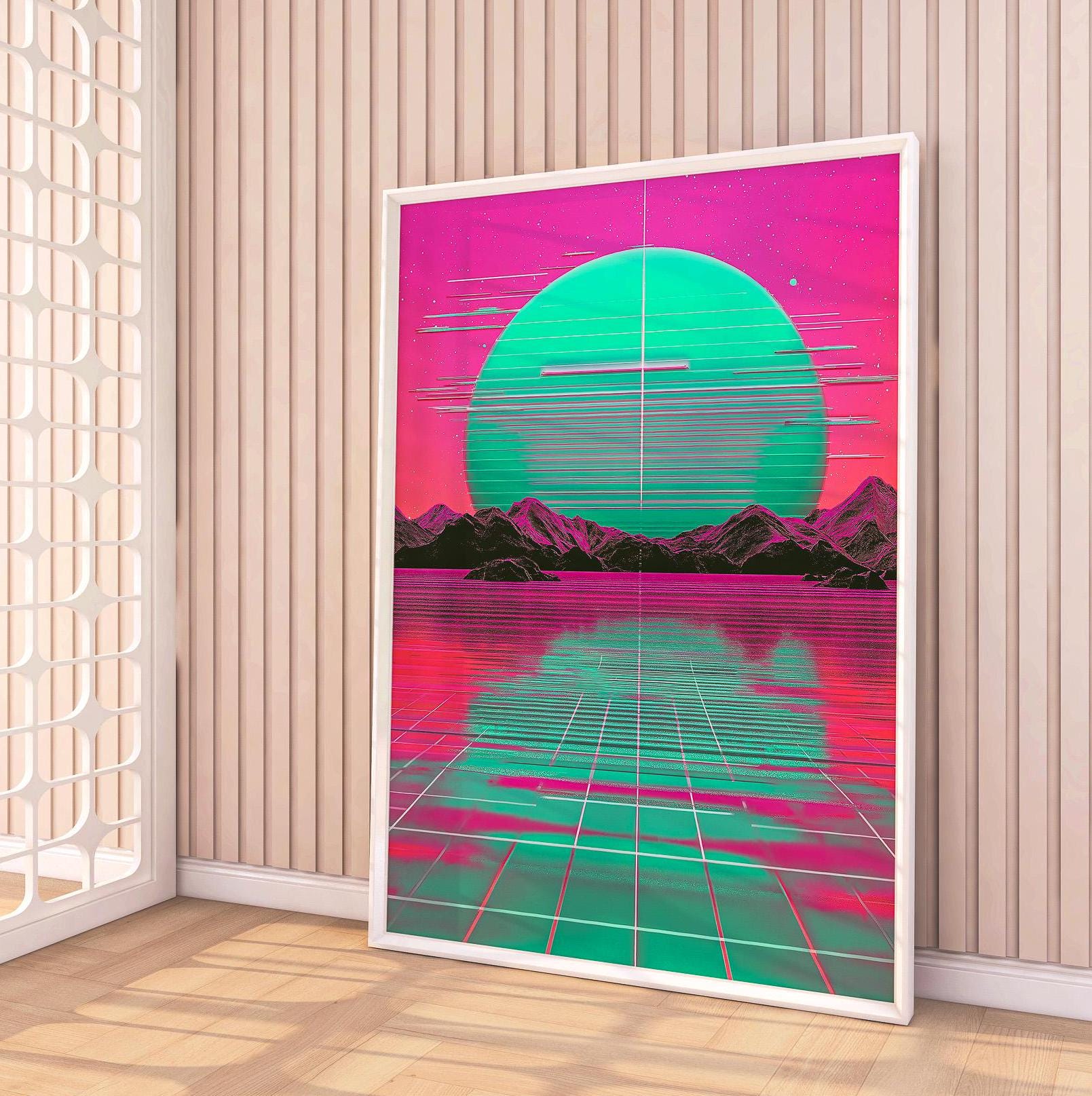 Vaporwave Moon Print: Retro-futuristic Liminal Space (digital Download ...