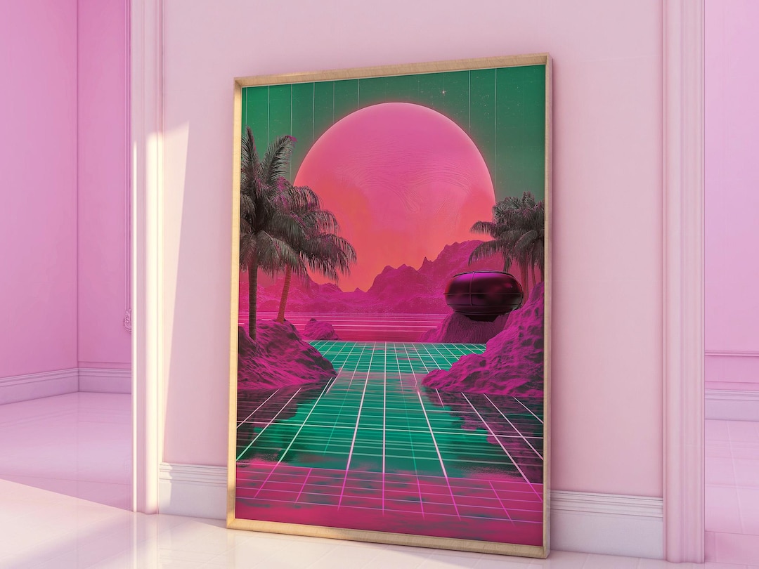 Vaporwave Moon Print: Retro-futuristic Liminal Space (digital Download ...