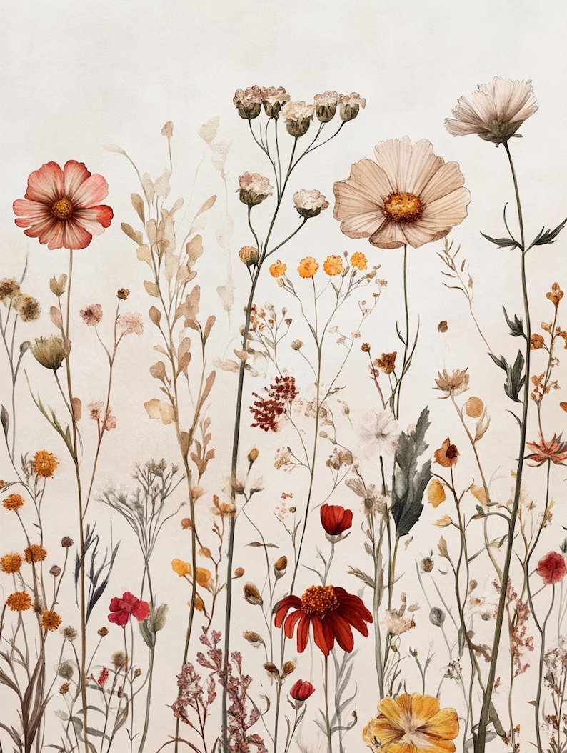Dried Flower Illustration Printable Art – Cottagecor Vintage-inspired ...