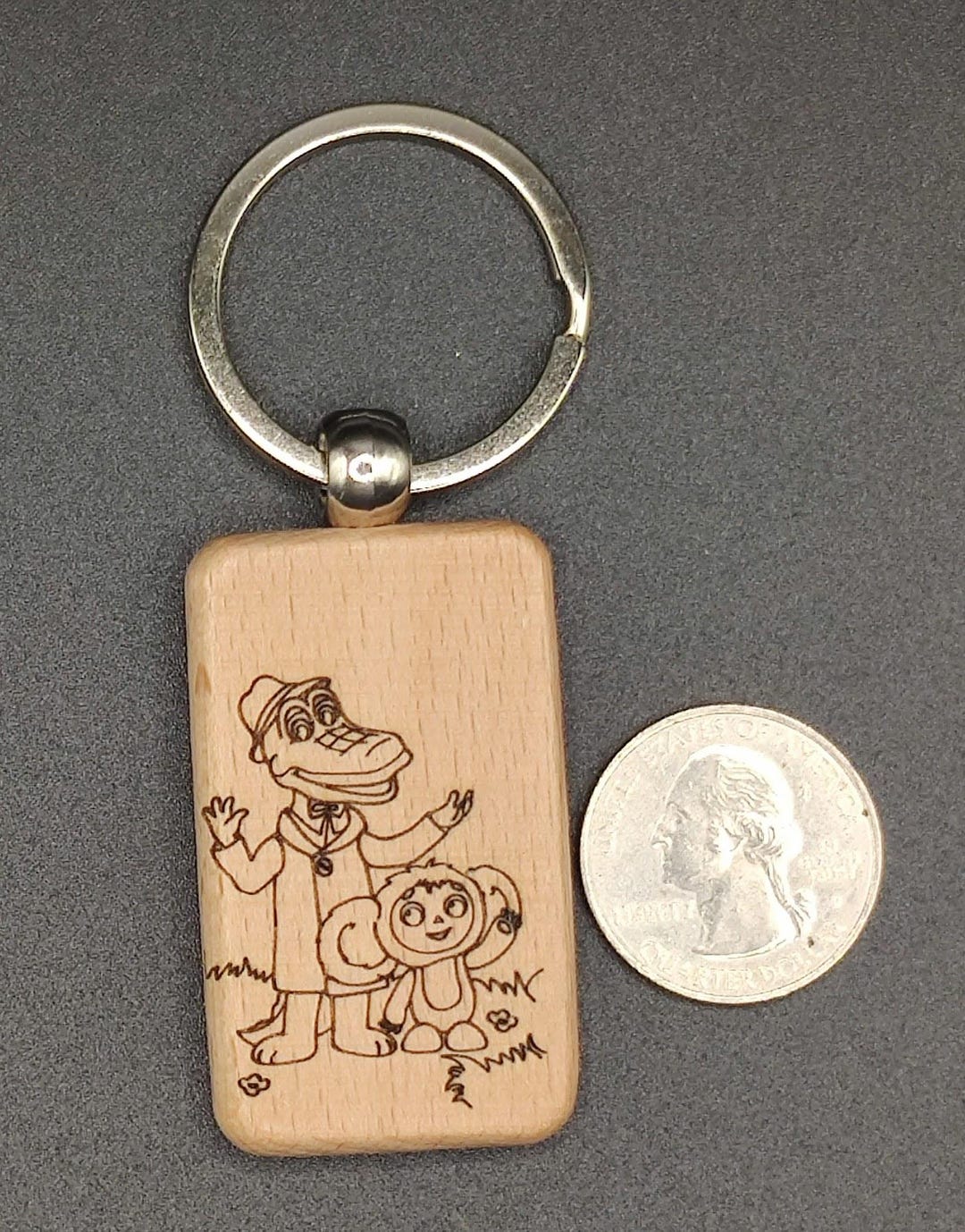 Cheburashka and Gena Laser Cut Wood Keychain - Etsy