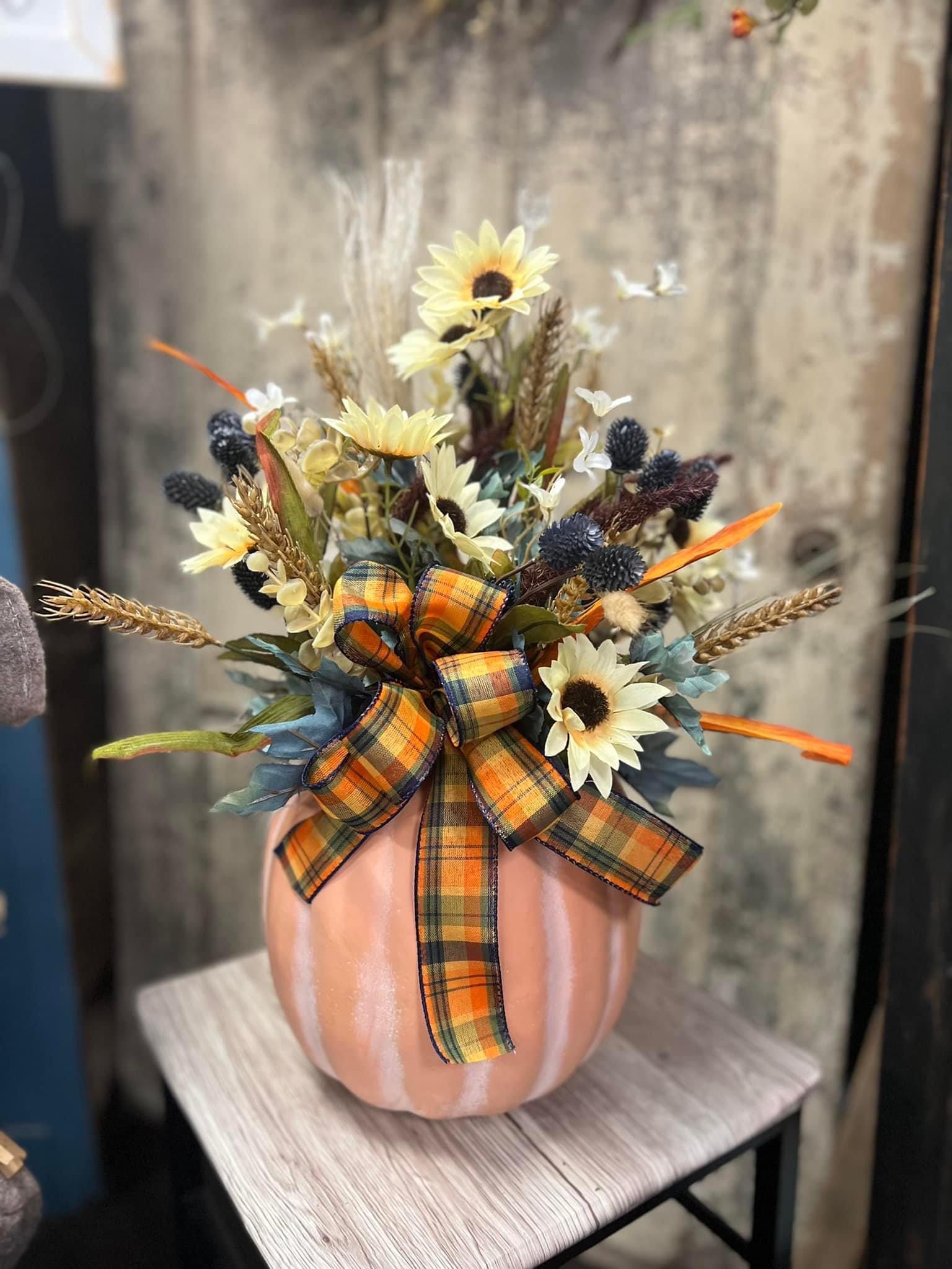 Pumpkin Flower Arrangement: Cozy Fall Home Decor - Etsy