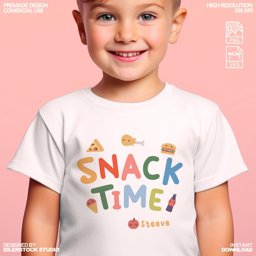 Snack Time Png Svg, Custom Name Png, Cute Svg for Kids, Gift for Kids ...